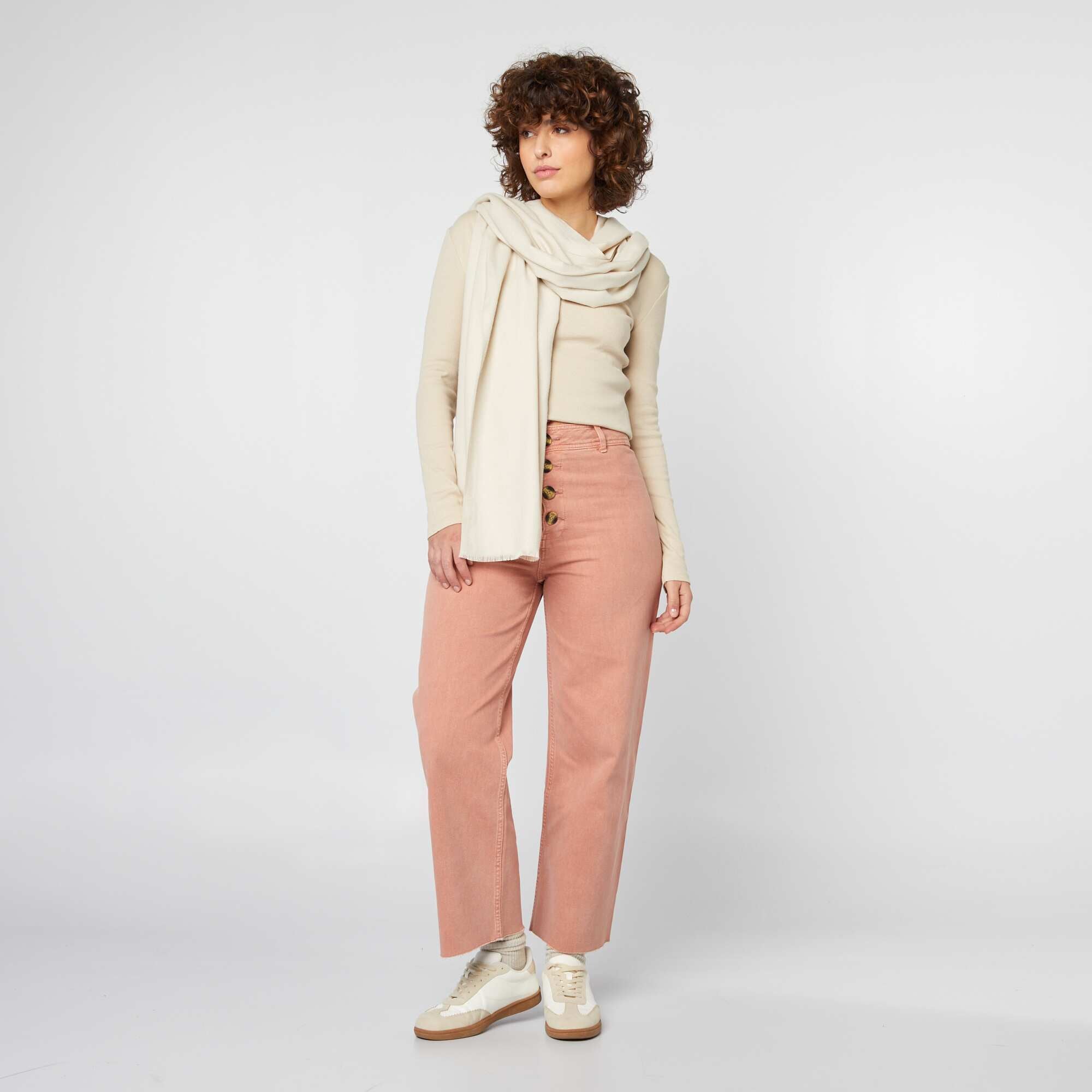 Wide-leg jeans with stylish button fastening PINK – Kiabi Malte