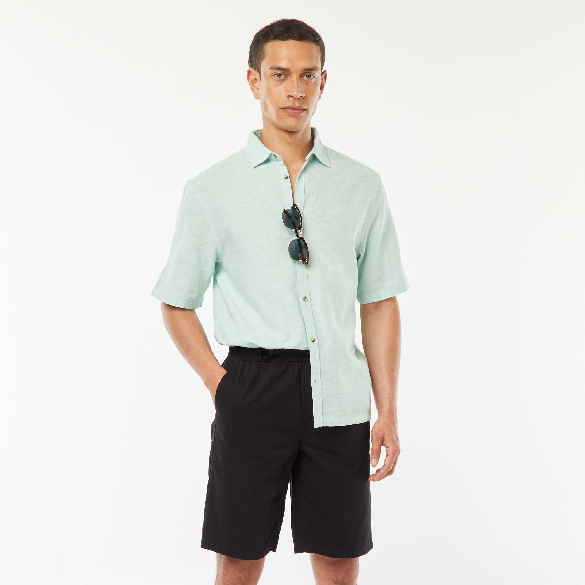 Plain twill Bermuda shorts BLACK – Kiabi Malte